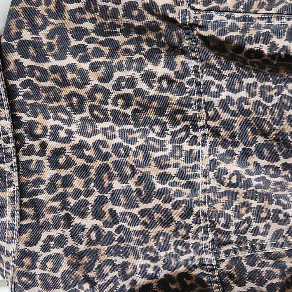 Free People Cheetah Animal Print Denim Jacket - Gem
